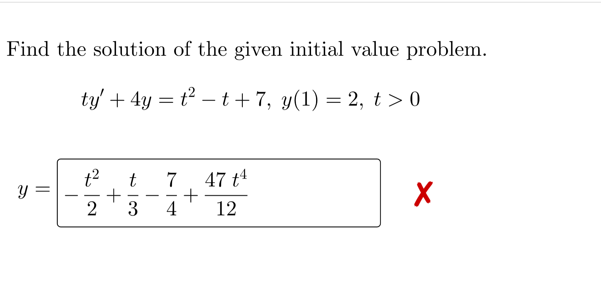 Solved Find the solution of the given initial value problem. | Chegg.com