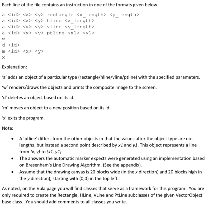 Write a program to manage a set of graphical objects | Chegg.com