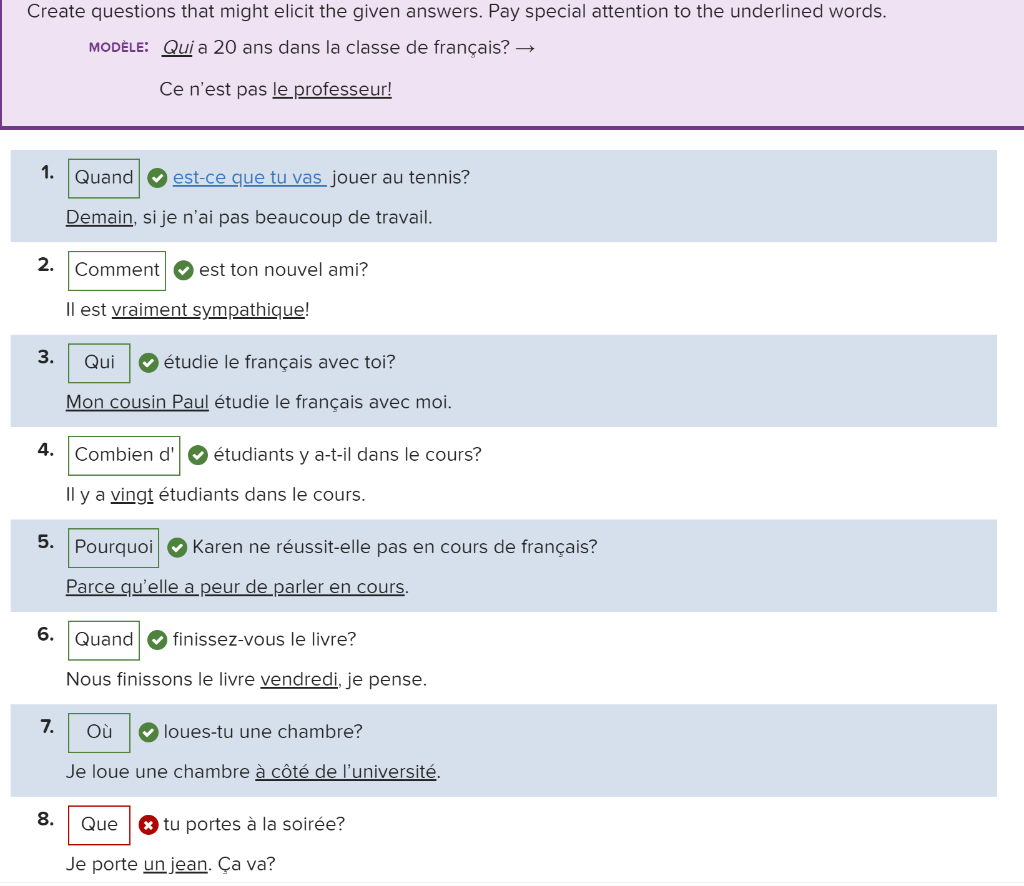 Solved Create questions that might elicit the given answers. | Chegg.com