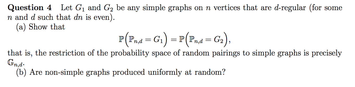 Question 4 Let G1 and G2 be any simple graphs on n | Chegg.com