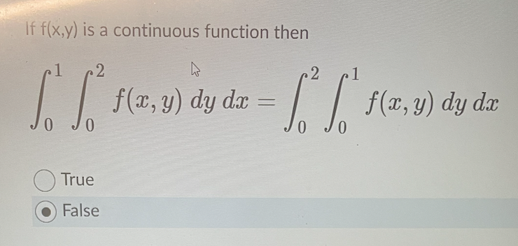 Solved If f(x,y) is a continuous function then | Chegg.com