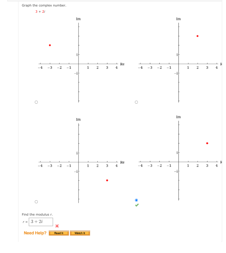 Solved Graph the complex number. 3+21 Im Im Re -3 -2 -1 1 2 | Chegg.com