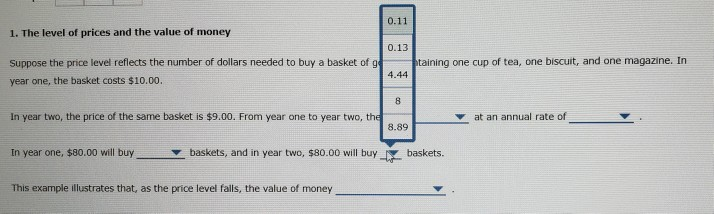 Solved 1. The level of prices and the value of money Suppose | Chegg.com