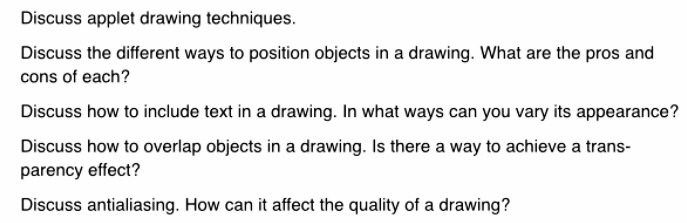 Solved Chapter 4 - Introduction to Applets and Graphics | Chegg.com Solved Chapter 4 - Introduction to Applets and Graphics | Chegg.com