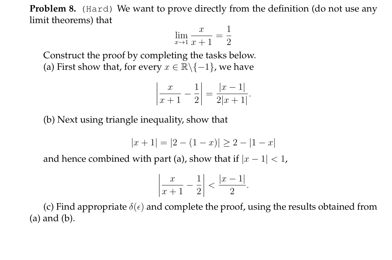 Solved Problem 8. (Hard) We want to prove directly from the | Chegg.com