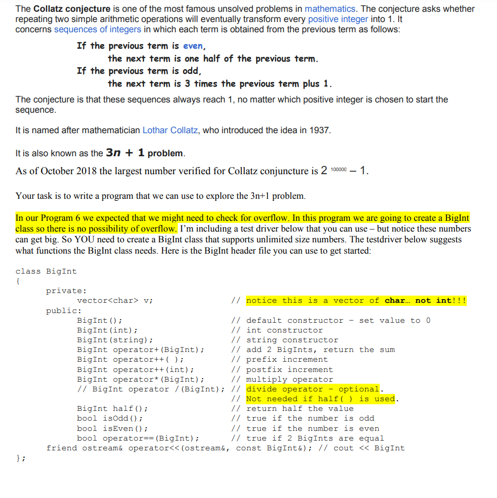 Solved The Collatz conjecture is one of the most famous | Chegg.com