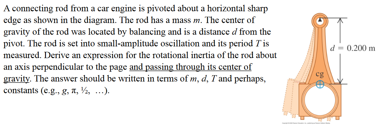 Solved A connecting rod from a car engine is pivoted about a | Chegg.com