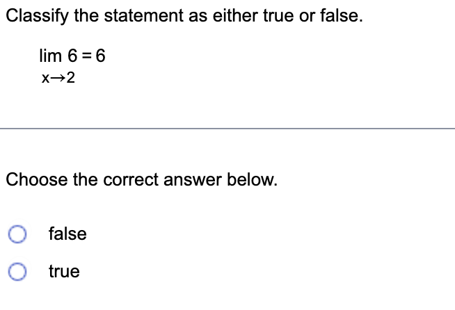 Solved Classify the statement as either true or | Chegg.com