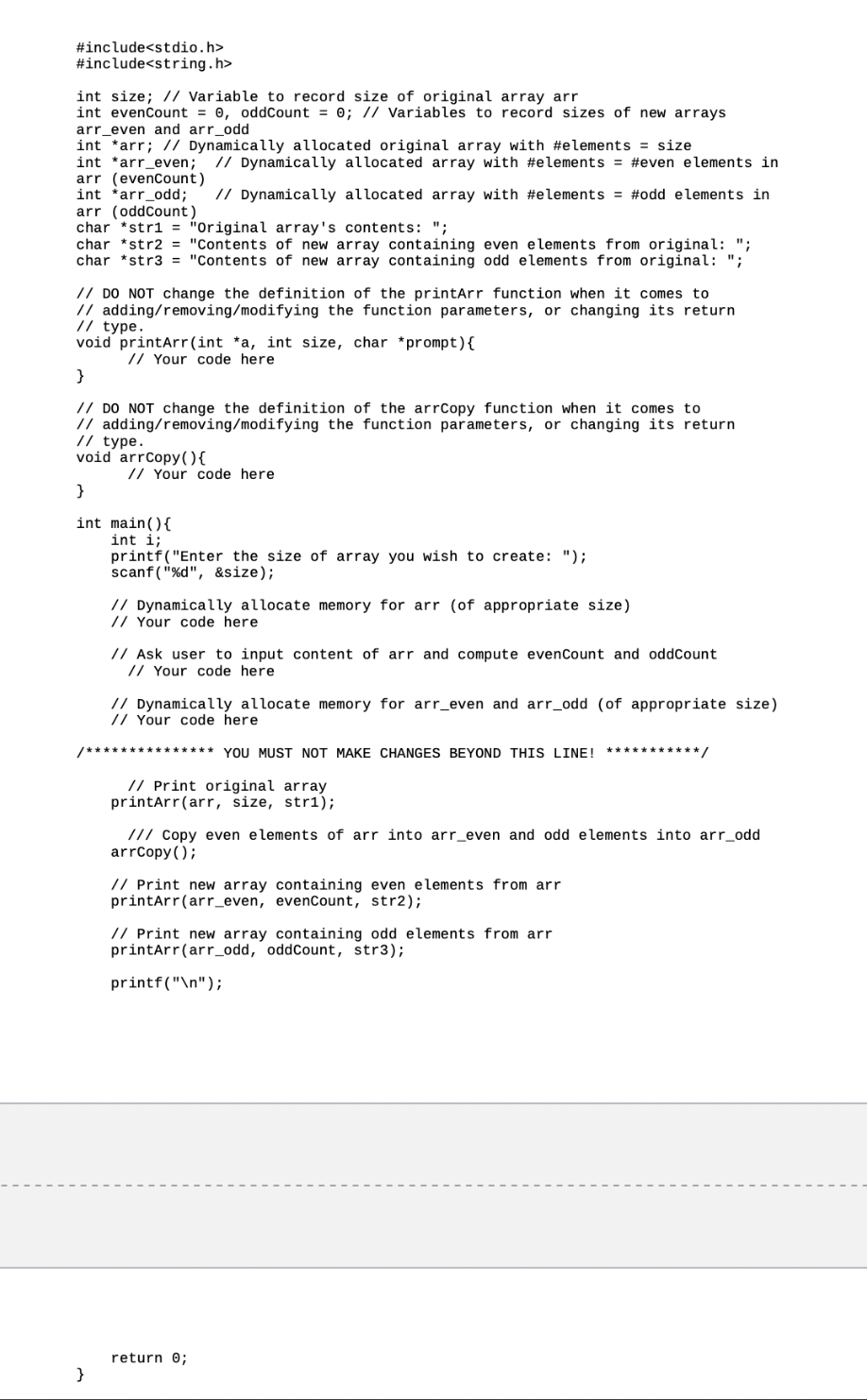 Solved Complete arrCopy.c (below) so that it outputs the | Chegg.com