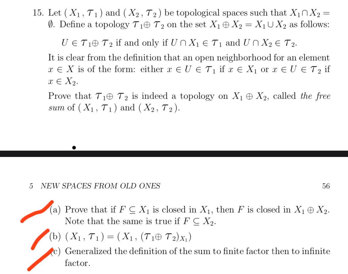 Solved 15. Let (X1,τ1) and (X2,τ2) be topological spaces | Chegg.com