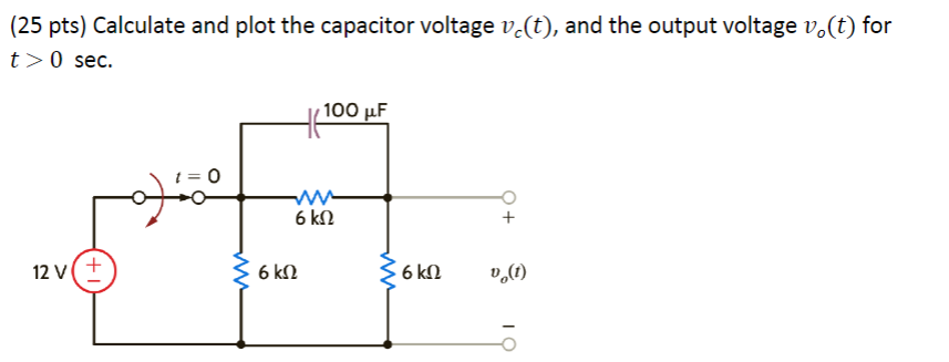 Solved (25 pts) Calculate and plot the capacitor voltage | Chegg.com