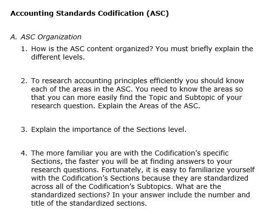 Accounting Standards Codification (ASC) A. ASC | Chegg.com