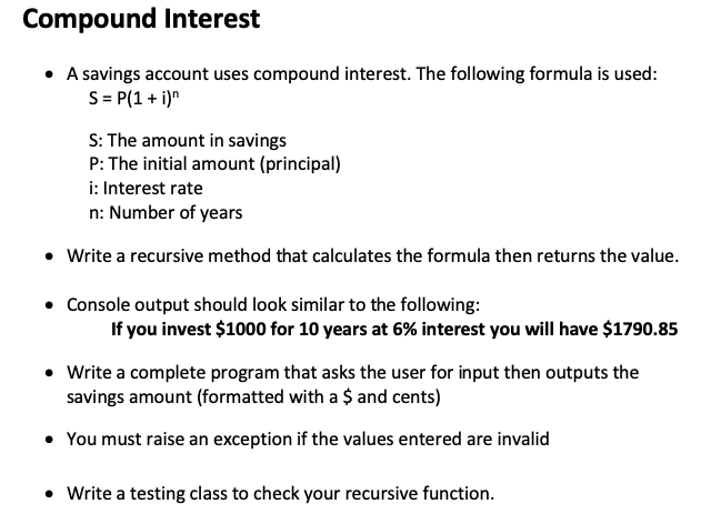 Solved Compound Interest • A savings account uses compound | Chegg.com