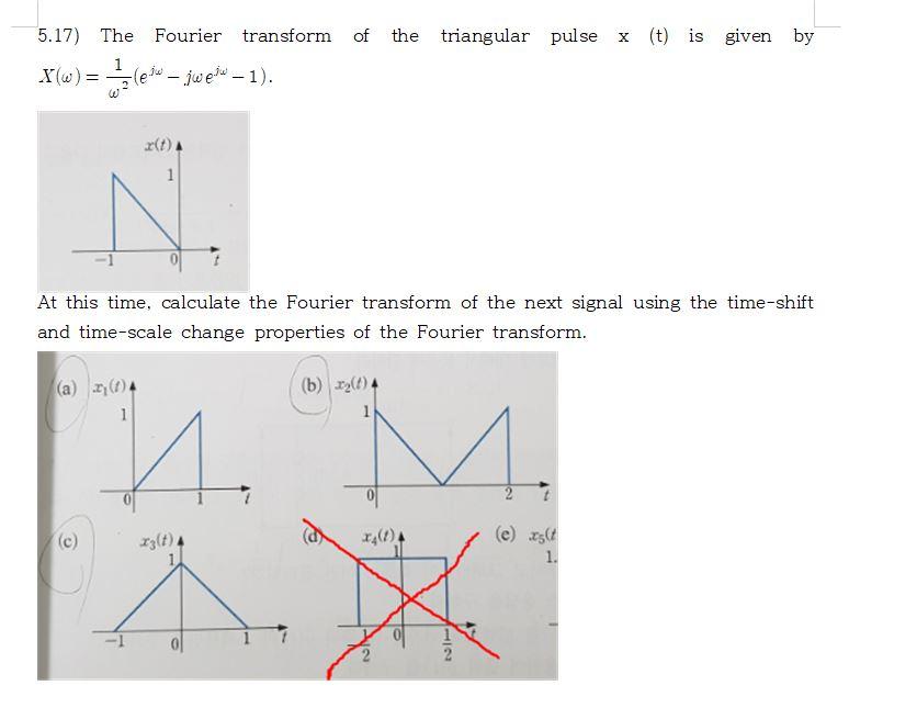 Solved of the triangular pulse x (t) is given by 5.17) The | Chegg.com