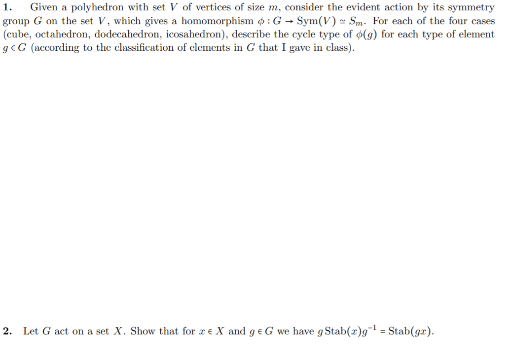 Solved 1. Given a polyhedron with set V of vertices of size | Chegg.com