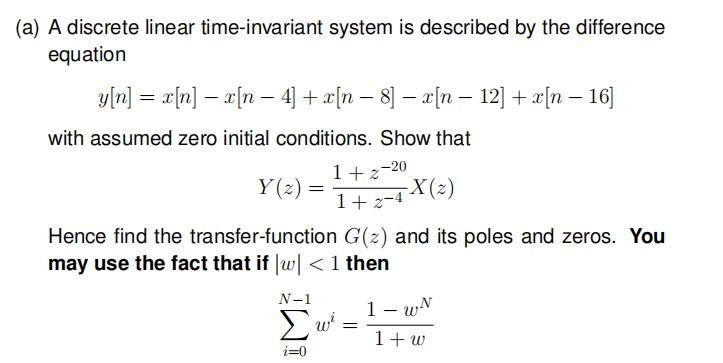 Solved a) A discrete linear time-invariant system is | Chegg.com