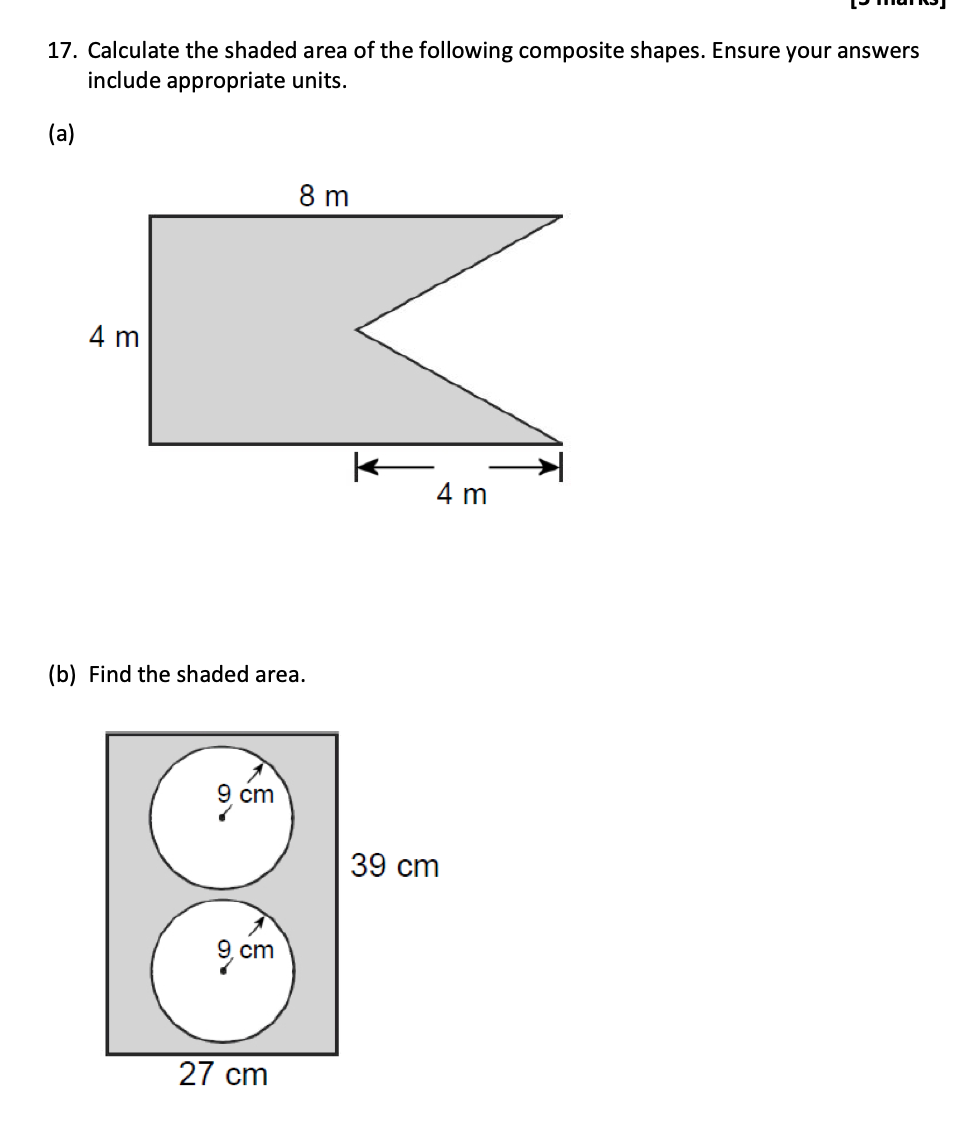 Solved 17. Calculate the shaded area of the following | Chegg.com
