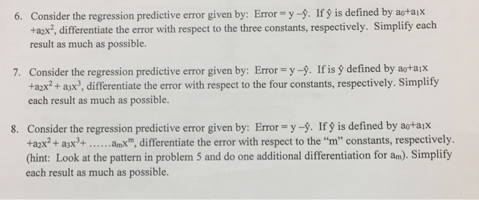 Solved Consider the regression predictive error given by: | Chegg.com