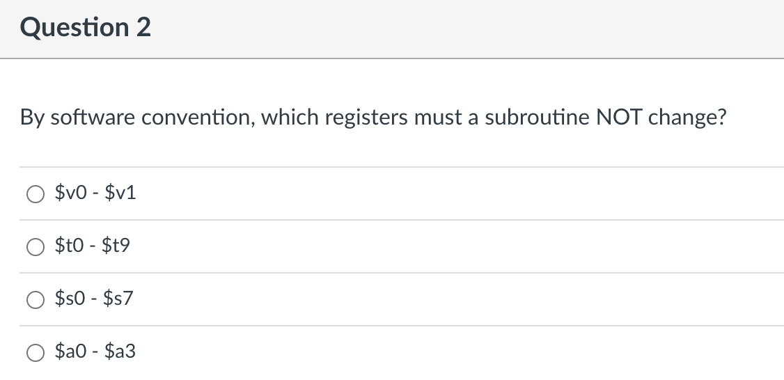 Solved Question 1 Using the MIPS subroutine linkage protocol | Chegg.com