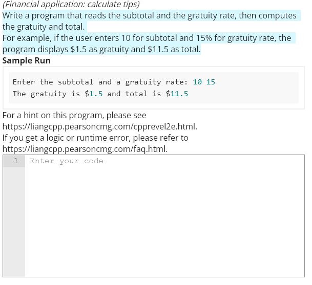 (Financial application: calculate tips) Write a | Chegg.com