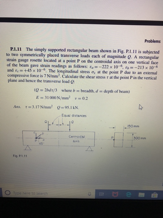 Solved Problems P1.11 The simply supported rectangular beam | Chegg.com