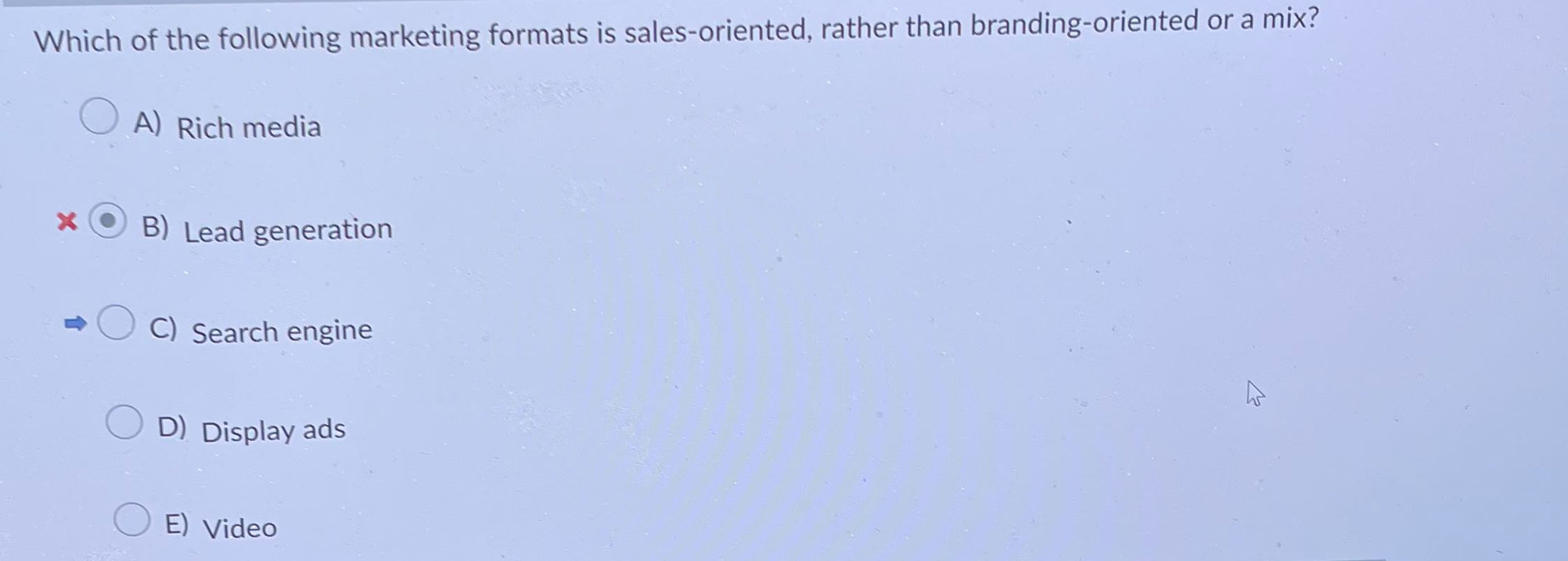 Solved Which of the following marketing formats is | Chegg.com