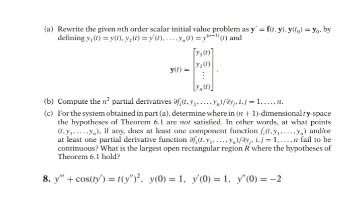 (a) Rewrite the given nth order scalar initial value | Chegg.com