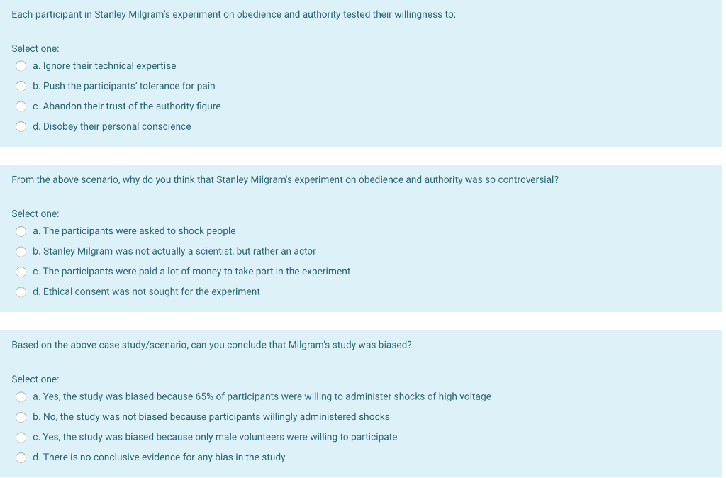 Solved Social Psychology Case Study Stanley Milgram's | Chegg.com