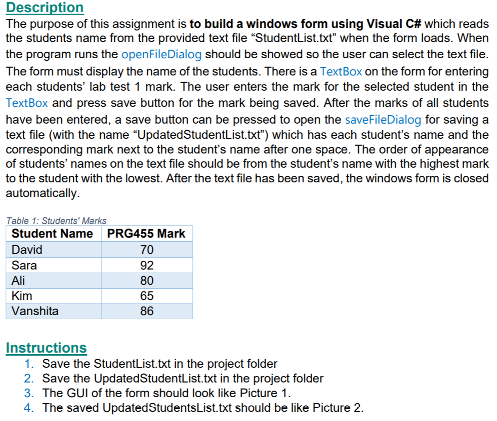 Solved Description The purpose of this assignment is to | Chegg.com