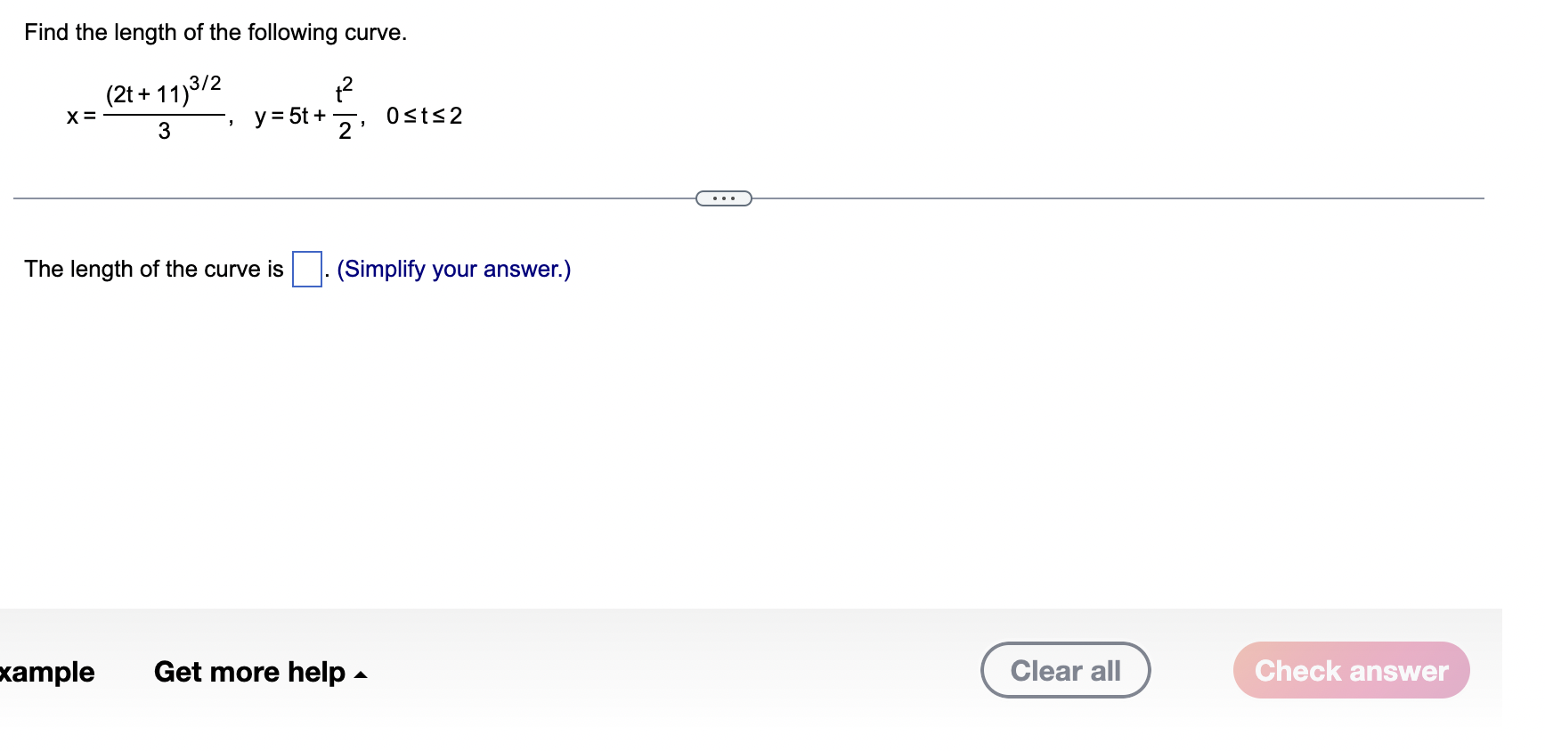 Solved Find the length of the following curve. | Chegg.com