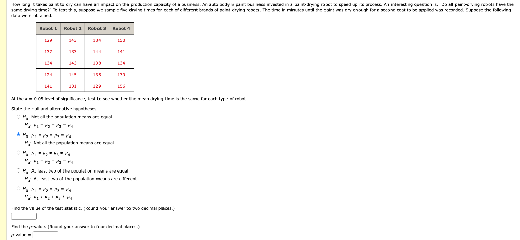Solved data were obtained. At the a =0.05 level of | Chegg.com