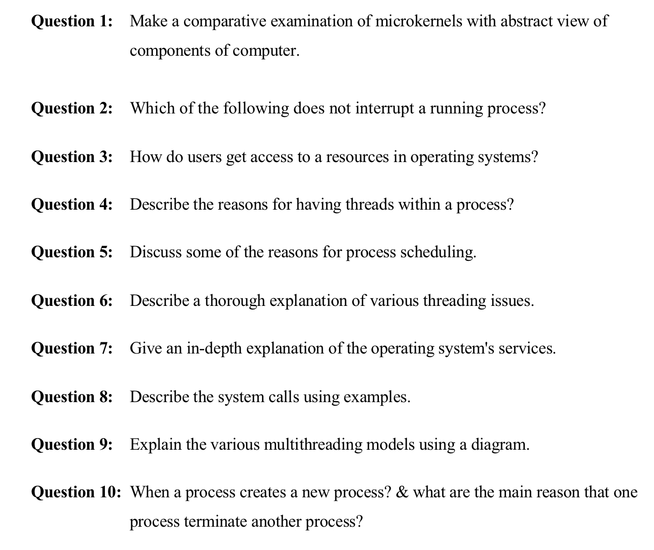 Solved Operating System (please don't use AI )Question 1: | Chegg.com