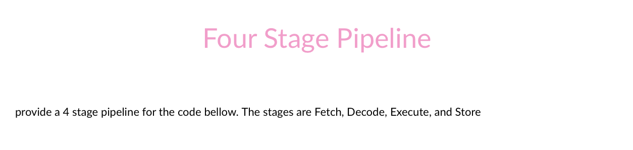 Solved Four Stage Pipeline provide a 4 stage pipeline for | Chegg.com