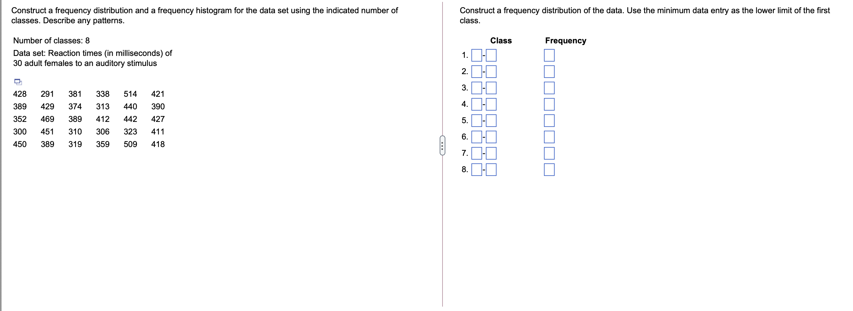 Solved Construct a frequency distribution and a frequency | Chegg.com
