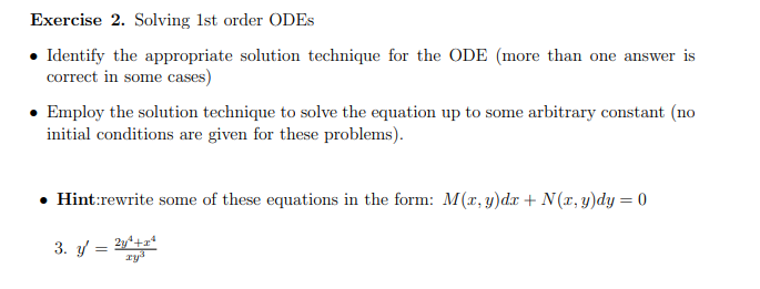 Solved Exercise 2 Solving 1st Order Odes • Identify The 2258