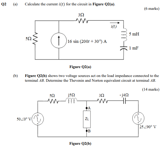 Solved Q2 (a) Calculate the current i(t) for the circuit in | Chegg.com