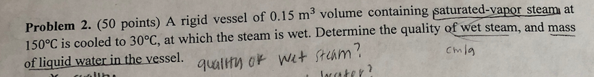 Problem 2. (50 points) A rigid vessel of 0.15 m3 | Chegg.com