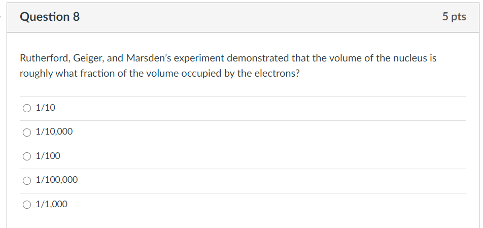 Solved Question 8 5 pts Rutherford, Geiger, and Marsden's | Chegg.com