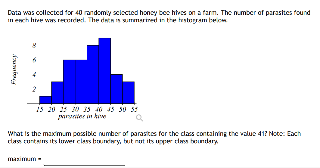 Solved Data was collected for 40 randomly selected honey bee | Chegg.com