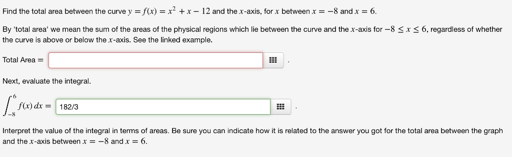 Solved Find the total area between the curve y =f(x) = x2 + | Chegg.com