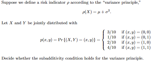 Solved ACTUARIAL MATHSuppose we define a risk indicator | Chegg.com