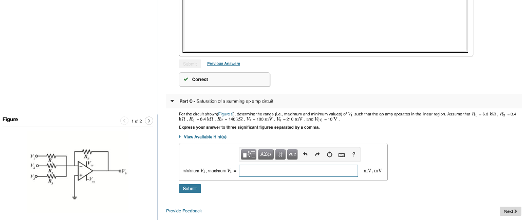 Solved Submit Previous ANAWAT Correct Part C- Saturation ol | Chegg.com