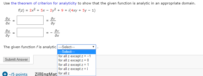 Solved Use the theorem of criterion for analyticity to show | Chegg.com