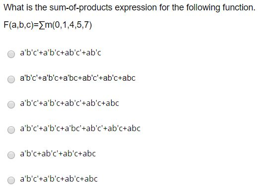 Solved What is the sum-of-products expression for the | Chegg.com