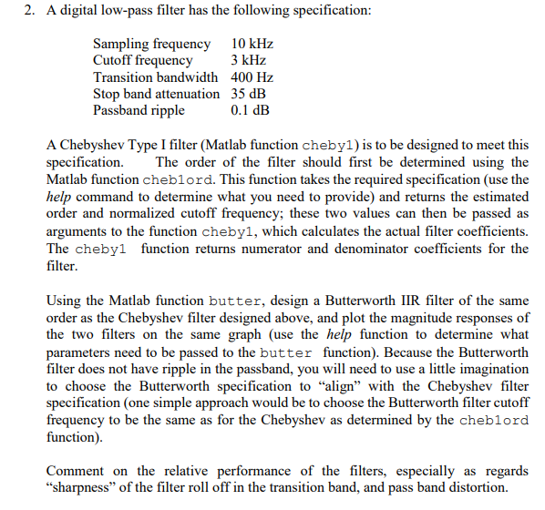 Solved A digital low-pass filter has the following | Chegg.com