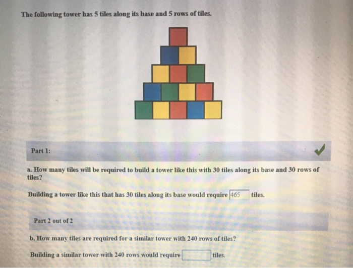 Solved The following tower has 5 tiles along its base and 5 | Chegg.com