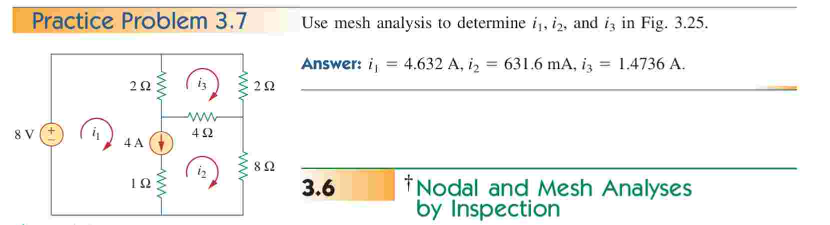 Practice Problem 3.7 ﻿Use mesh analysis to ﻿determine | Chegg.com