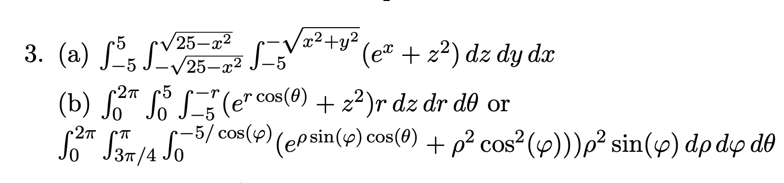 Solved 3. (13 points) Let E be region bounded below by the | Chegg.com