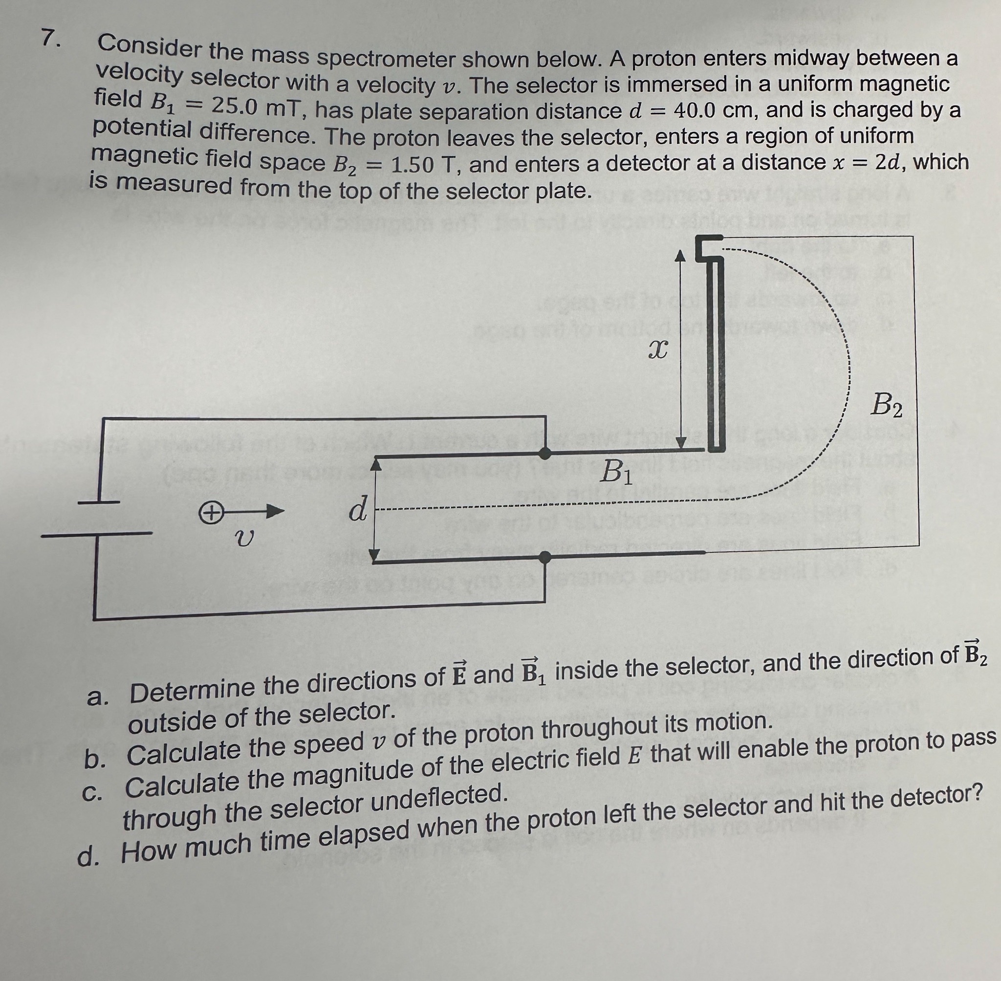 Consider the mass spectrometer shown below. A proton | Chegg.com