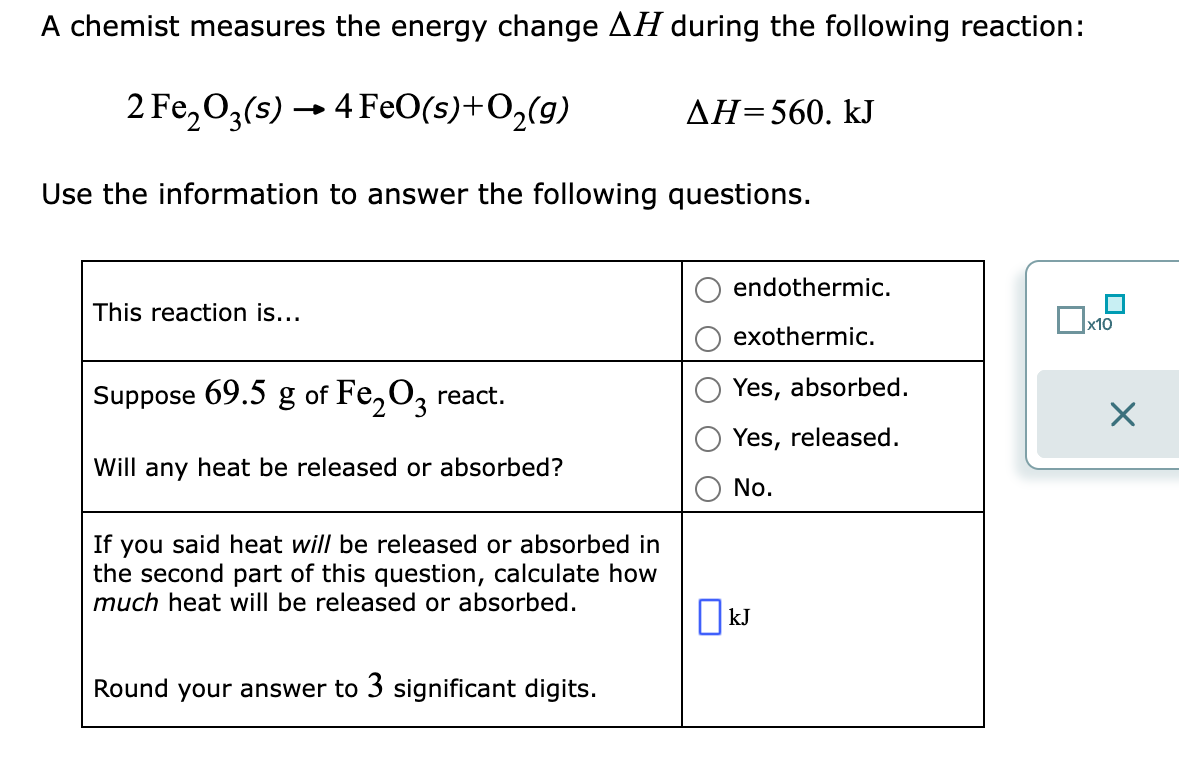 Solved A chemist measures the energy change ΔH during | Chegg.com